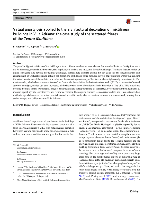 (PDF) Virtual anastylosis applied to the architectural decoration of ...