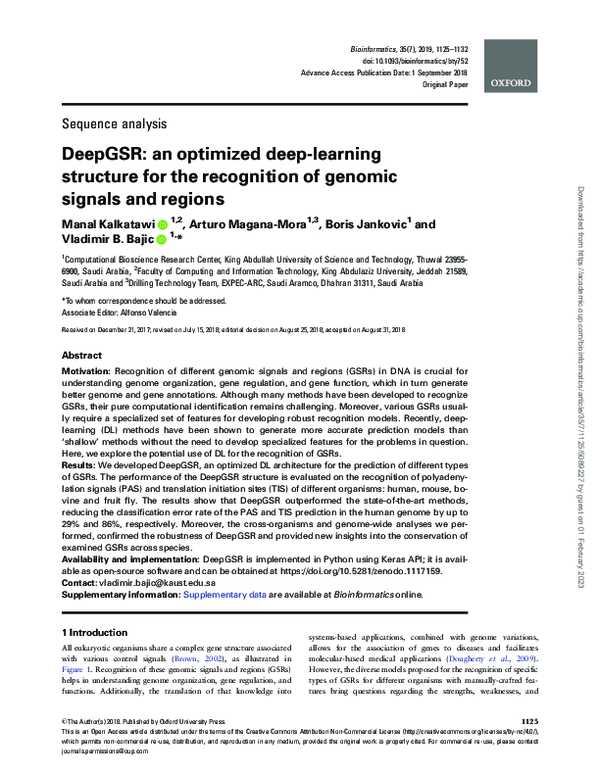 (PDF) DeepGSR: An optimized deep-learning structure for the recognition of genomic signals and ...