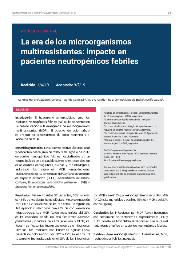 (PDF) La era de los microorganismos multirresistentes: impacto en ...