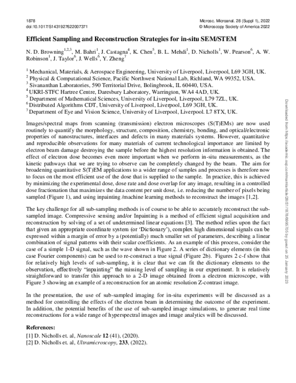 (PDF) Efficient Sampling and Reconstruction Strategies for in-situ SEM/STEM