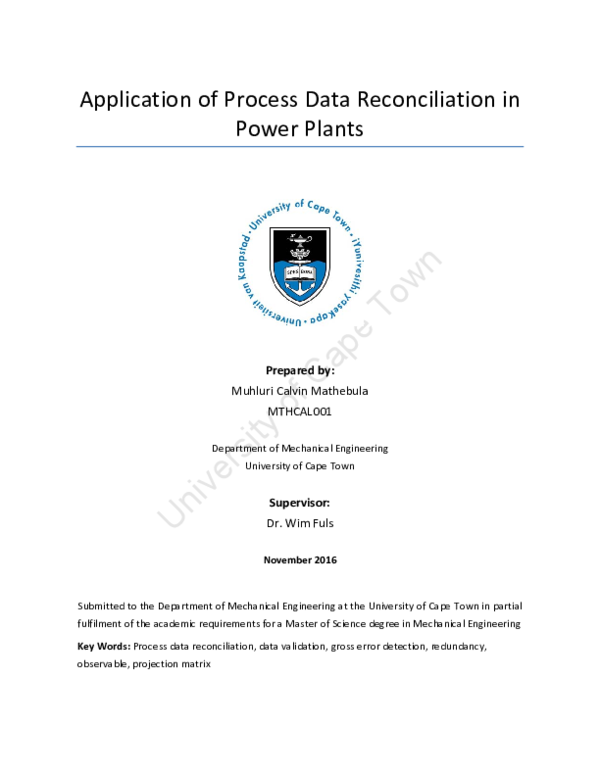 (PDF) Application of process data reconciliation in power plants