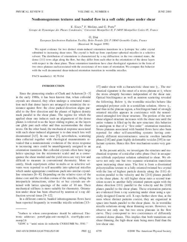 (PDF) Nonhomogeneous textures and banded flow in a soft cubic phase ...