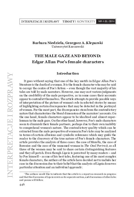 (PDF) Male Gaze and Beyond - Edgar Allan Poe's Female Characters