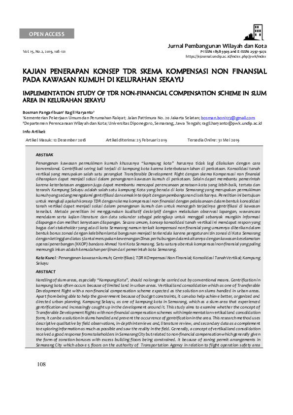 (PDF) KAJIAN PENERAPAN KONSEP TDRs SKEMA KOMPENSASI NON FINANSIAL PADA KAWASAN KUMUH DI ...