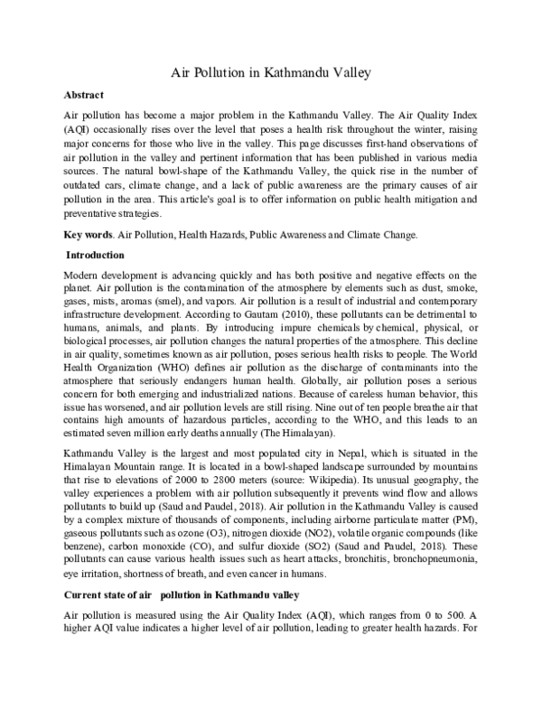 (DOC) Air Pollution in Kathmandu Valley
