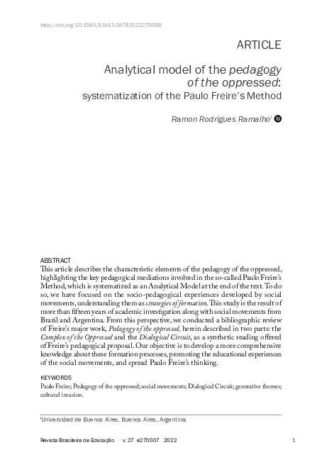 (PDF) Analytical model of the pedagogy of the oppressed ...