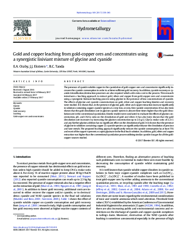(PDF) Gold and copper leaching from gold-copper ores and concentrates ...