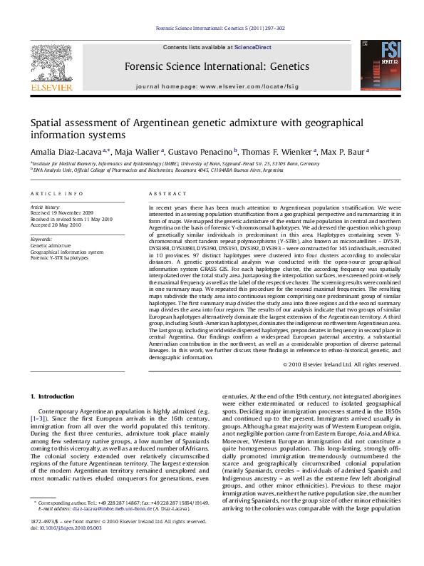 (PDF) Spatial assessment of Argentinean genetic admixture with ...