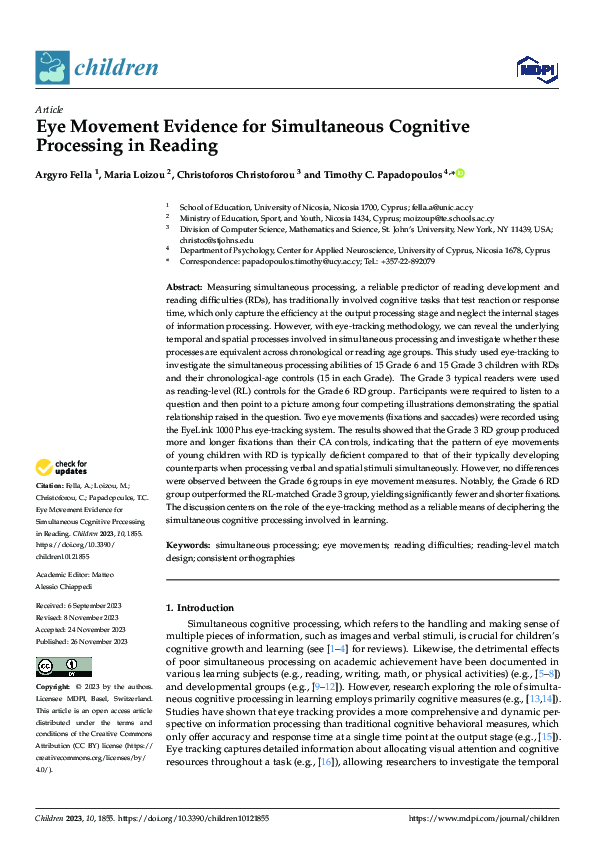 (PDF) Eye Movement Evidence for Simultaneous Cognitive Processing in ...