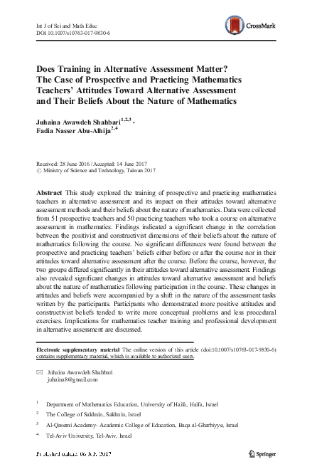(PDF) Does Training in Alternative Assessment Matter? The Case of ...