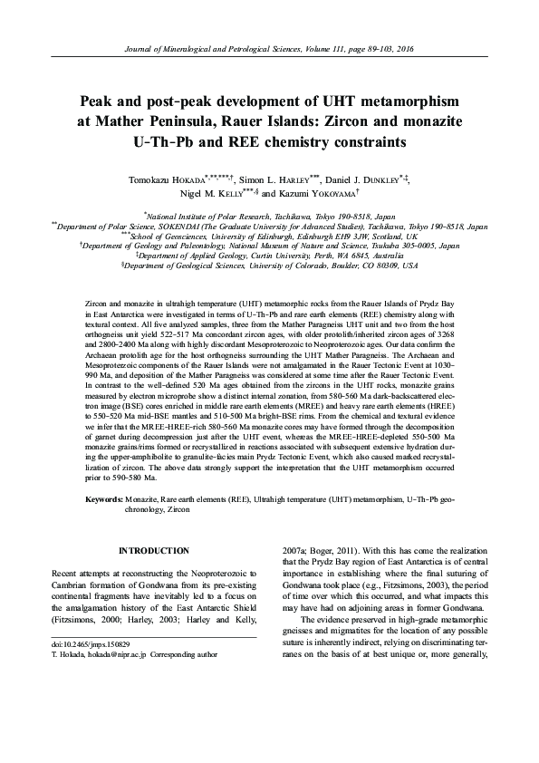 (PDF) Peak and post–peak development of UHT metamorphism at Mather Peninsula, Rauer Islands ...
