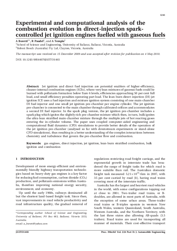 (PDF) Experimental and computational analysis of the combustion evolution in direct-injection ...
