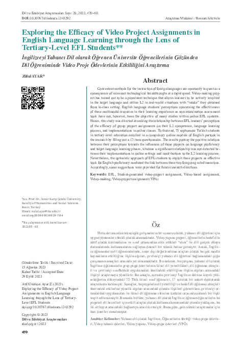 (PDF) Exploring the Efficacy of Video Project Assignments in English ...