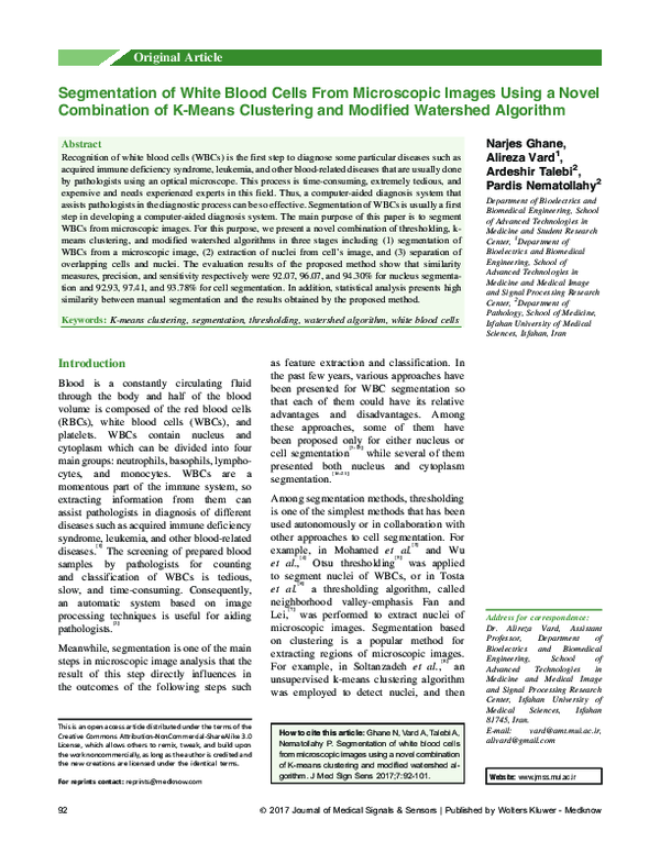 (PDF) Segmentation of White Blood Cells From Microscopic Images Using a ...