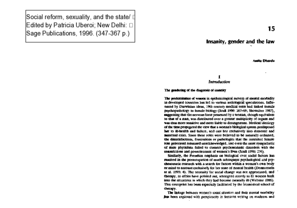(PDF) Insanity, Gender and the Law