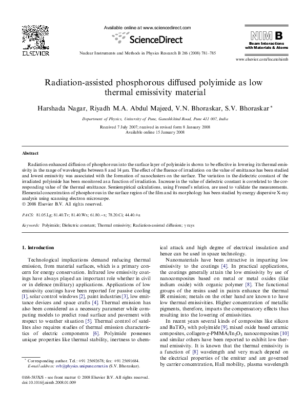 (PDF) Radiation-assisted phosphorous diffused polyimide as low thermal ...