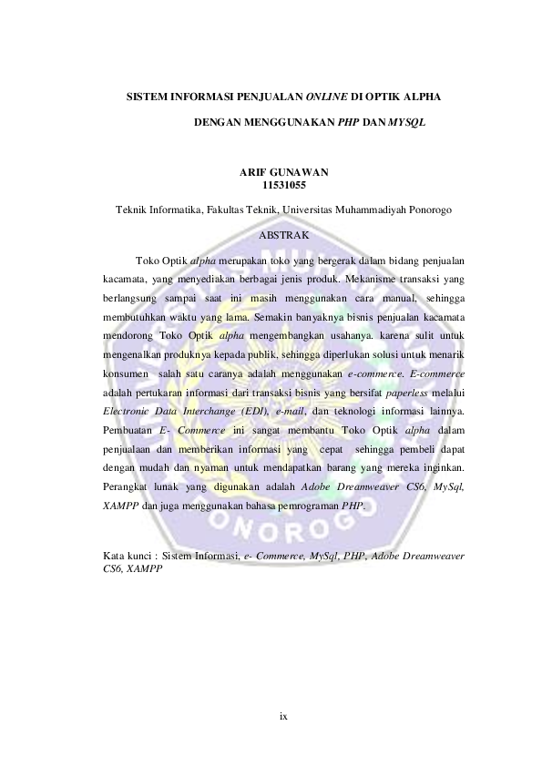 (PDF) Sistem Informasi Penjualan Online DI Optik Alpha Dengan ...