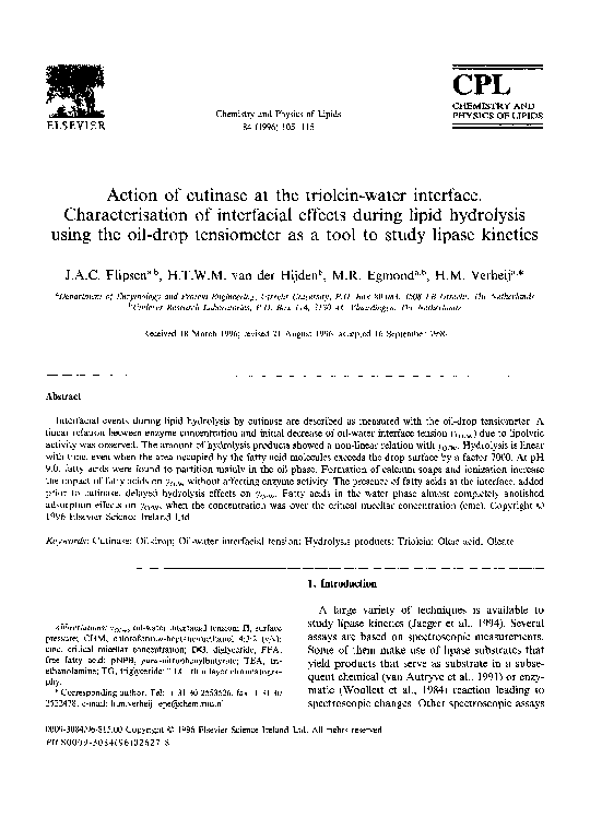 (PDF) Action of cutinase at the triolein-water interface ...