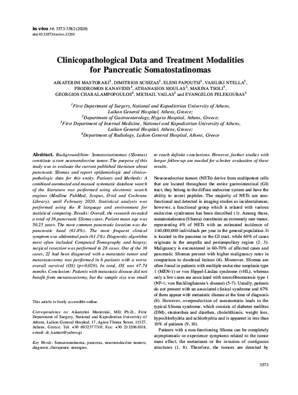 (PDF) Clinicopathological data and treatment modalities for pancreatic ...