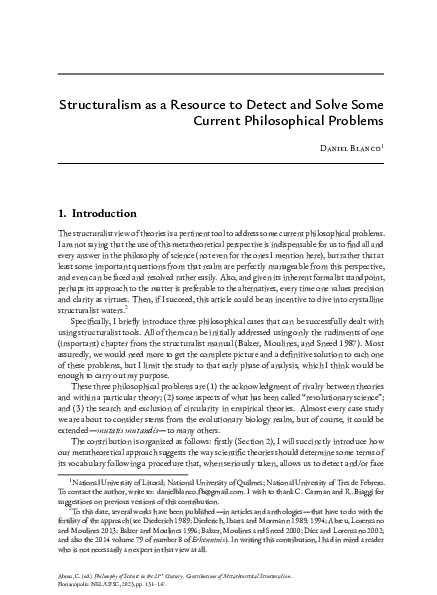 (PDF) Structuralism as a Resource to Detect and Solve Some Current Philosophical Problems