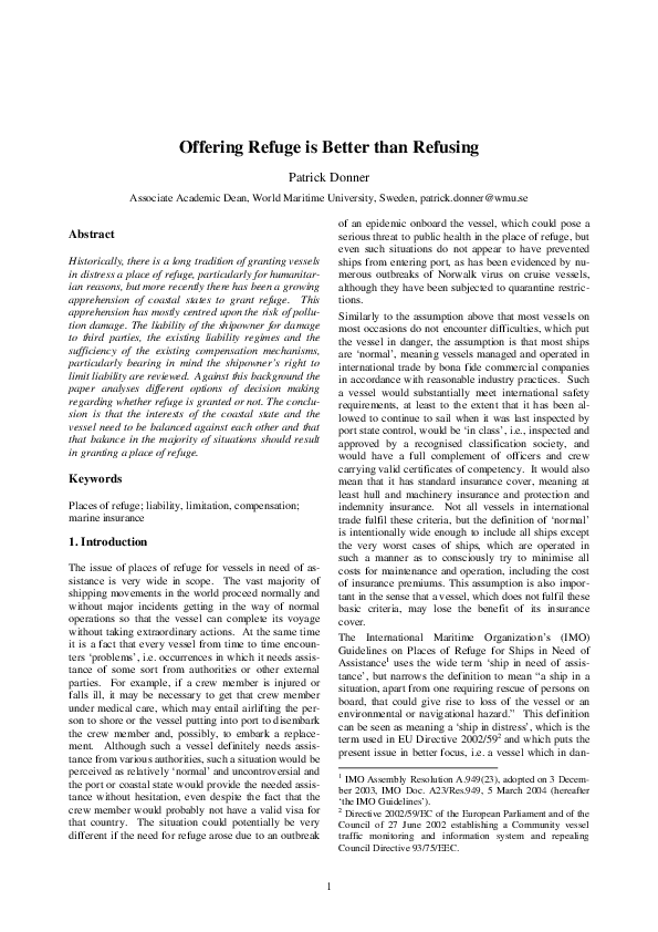 (PDF) Offering refuge is better than refusing