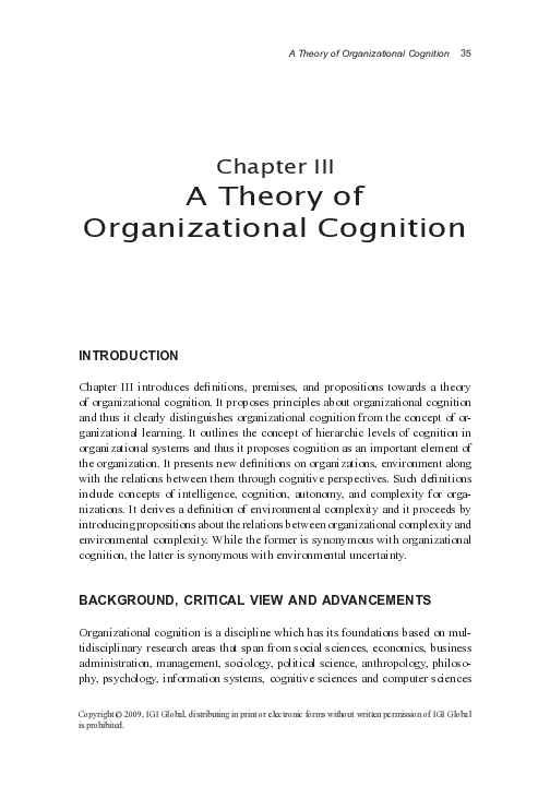 Pdf Principles Of Organizational Cognition Theory