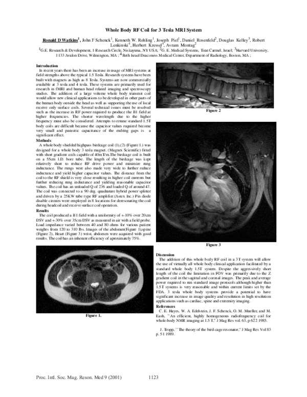 (PDF) Whole Body RF Coil for 3 Tesla MRI System