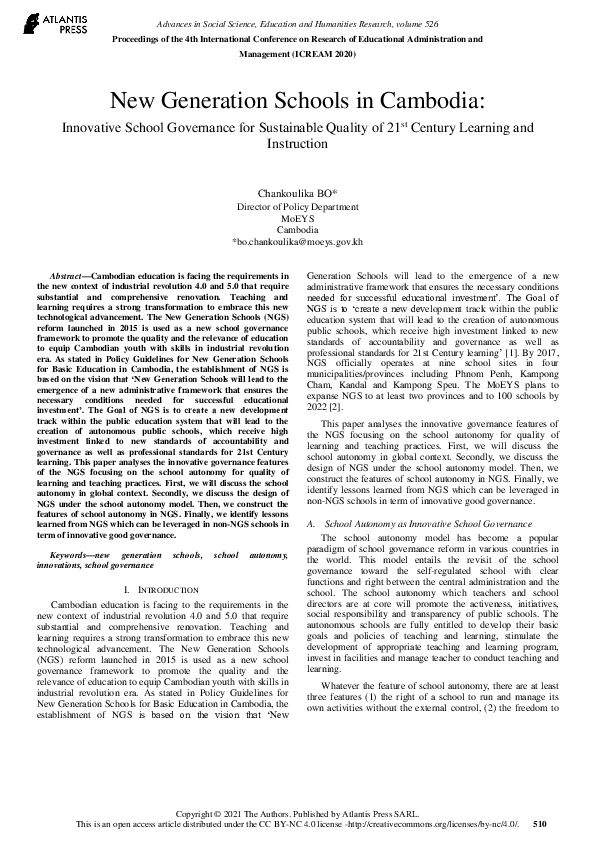 (PDF) New Generation Schools in Cambodia