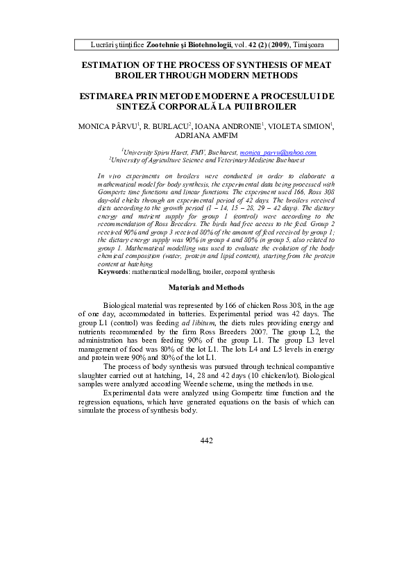 (PDF) Estimation of the Process of Synthesis of Meat Broiler Through ...