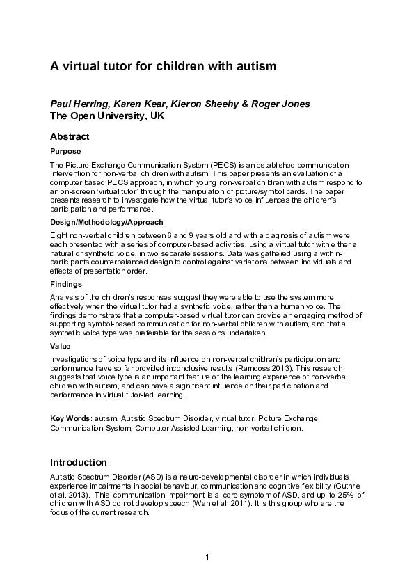 (DOC) A virtual tutor for children with autism