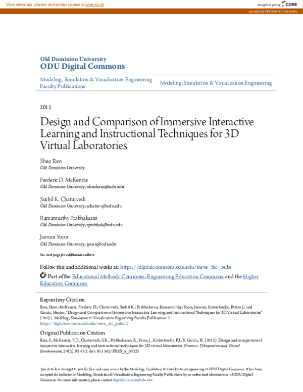 (PDF) Design and Comparison of Immersive Interactive Learning and ...