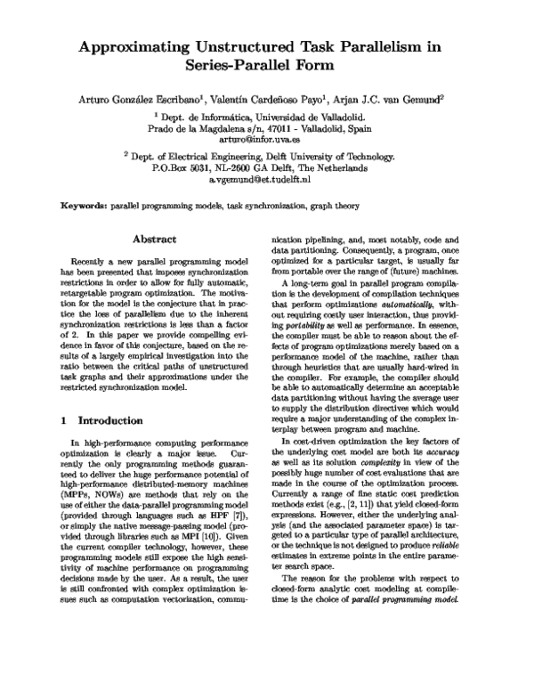 (PDF) Approximating unstructured task parallelism in series-parallel form