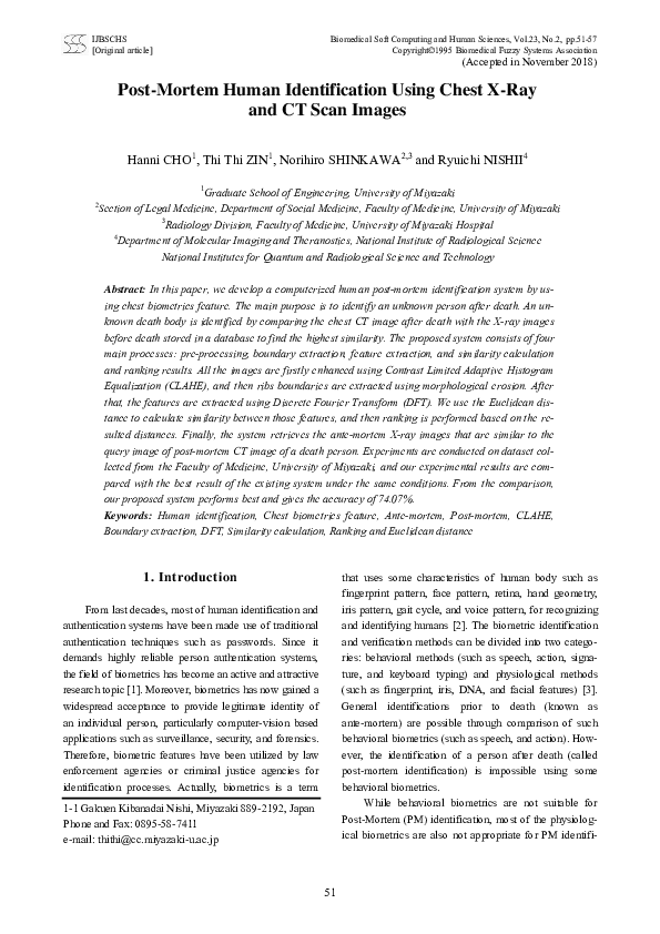 (PDF) Post-Mortem Human Identification Using Chest X-Ray and CT Scan ...