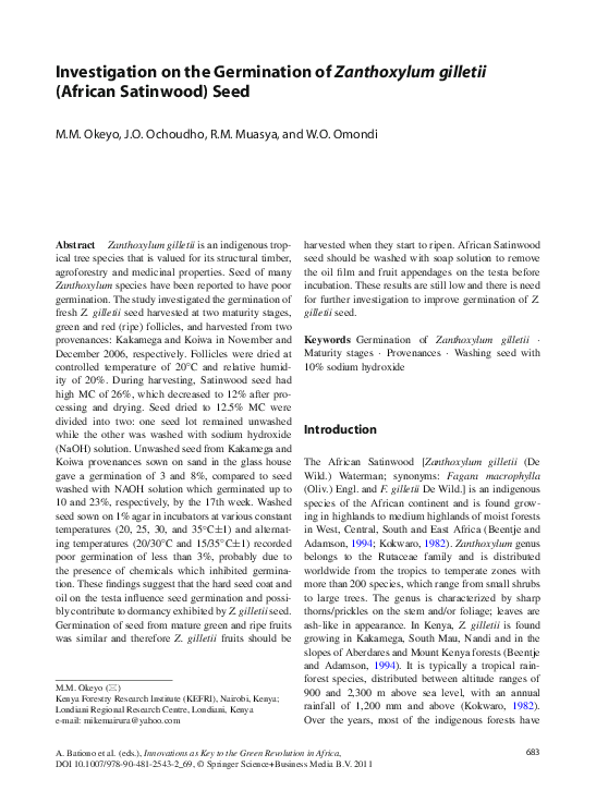 (PDF) Investigation on the Germination of Zanthoxylum gilletii (African ...