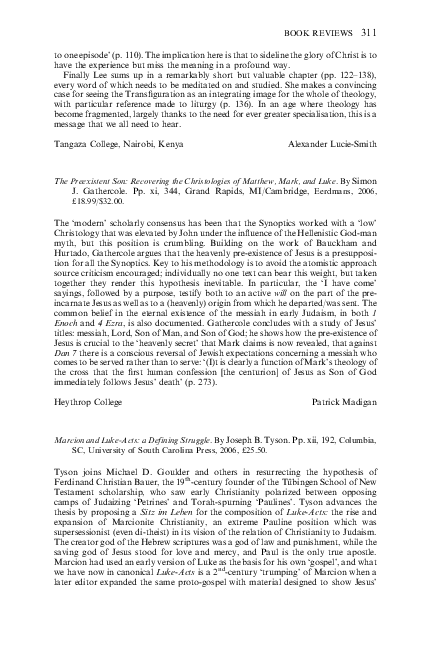 (PDF) The Pre-Existent Son: Recovering the Christologies of Matthew ...