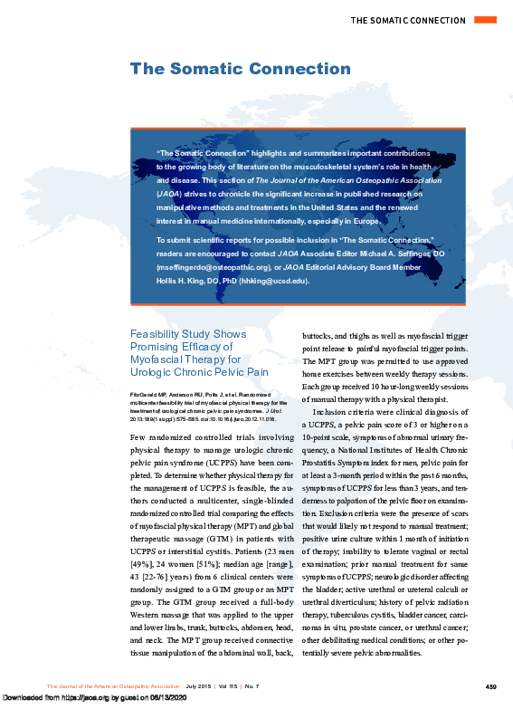 (PDF) Manual Therapy Effectiveness for Pediatric Dysfunctional Voiding