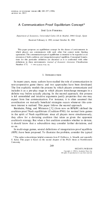 (PDF) A communication-proof equilibrium concept
