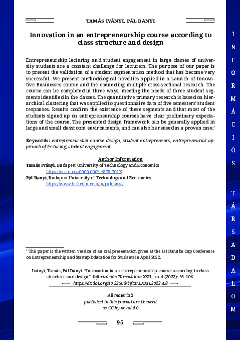 (PDF) Innovation in an entrepreneurship course according to class ...