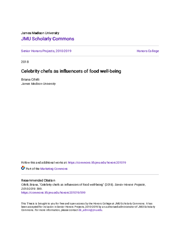 (PDF) Celebrity chefs as influencers of food well-being