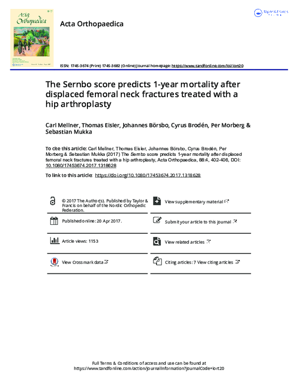(PDF) The Sernbo score predicts 1-year mortality after displaced ...