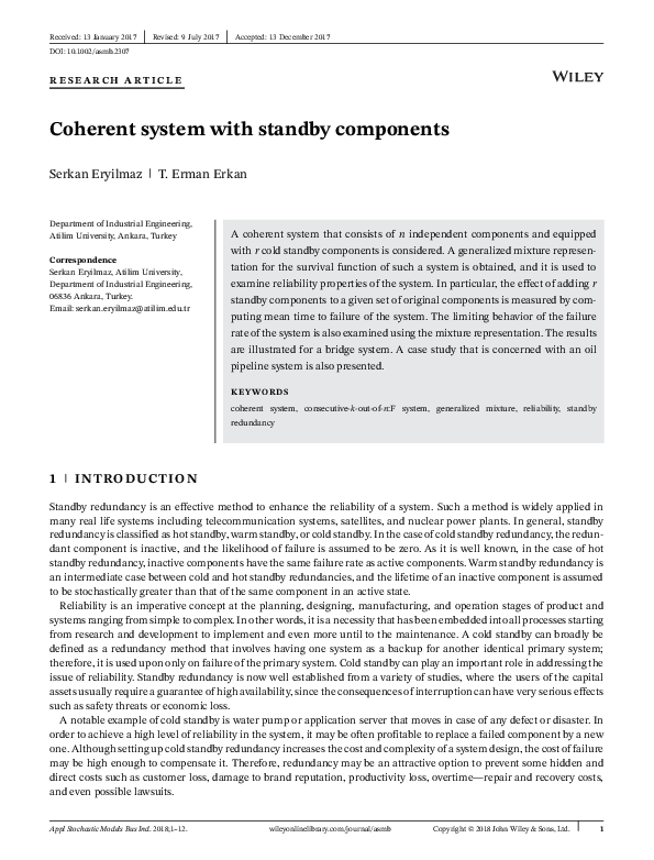 (PDF) Coherent system with standby components