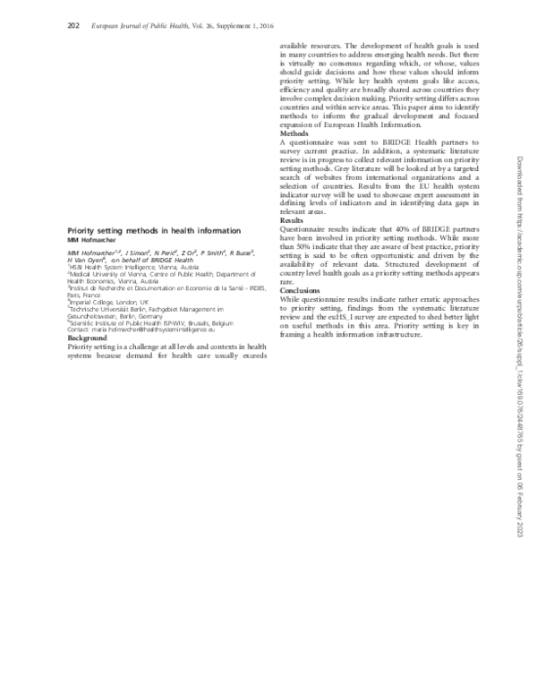 (PDF) Priority setting methods in health information