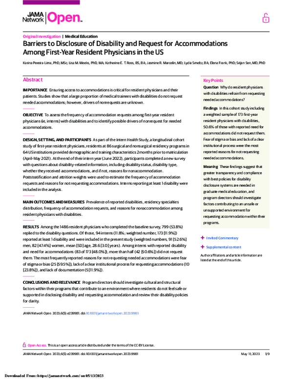 (PDF) Barriers to Disclosure of Disability and Request for ...