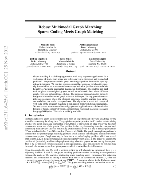 Pdf Robust Multimodal Graph Matching Sparse Coding Meets Graph Matching
