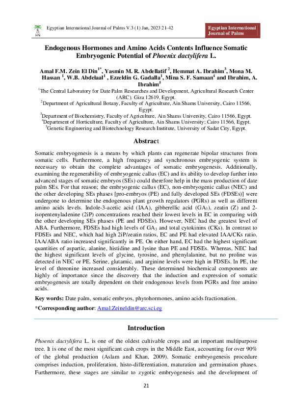 (PDF) Endogenous Hormones and Amino Acids Contents Influence Somatic ...