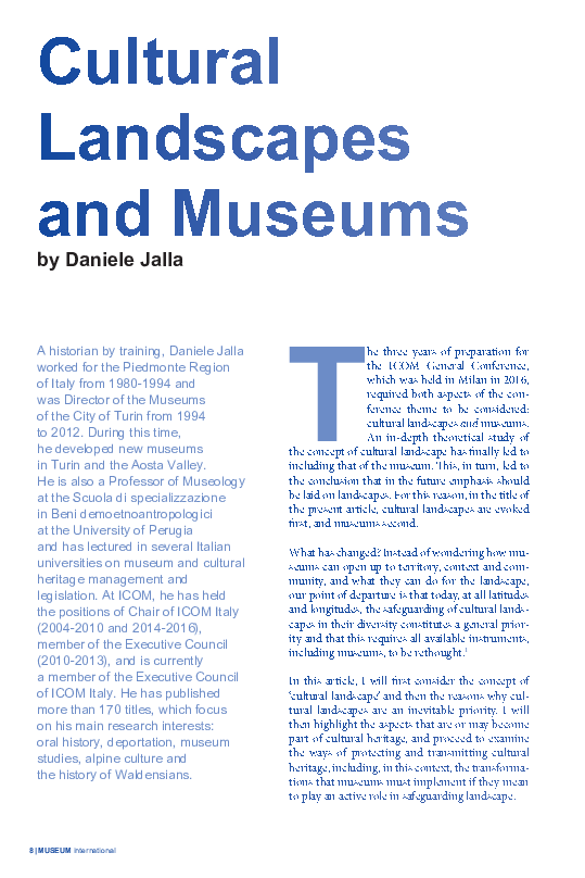 (PDF) Cultural Landscapes and Museums