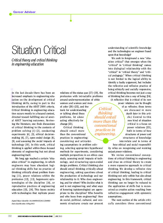 (PDF) Situation Critical: Critical Theory and Critical Thinking in ...