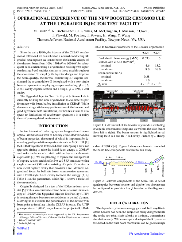 (PDF) Operational Experience of the New Booster Cryomodule at the ...