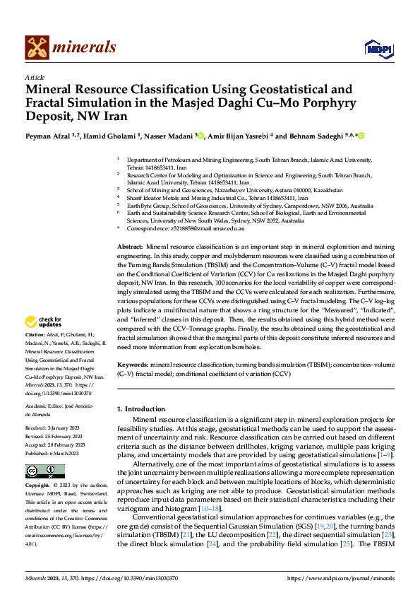 (PDF) Mineral Resource Classification Using Geostatistical and Fractal ...