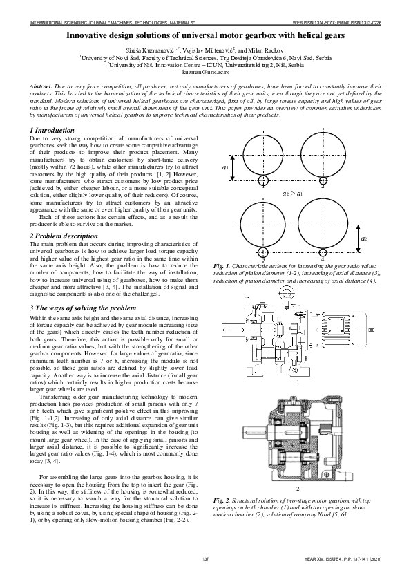 (PDF) Innovative design solutions of universal motor gearbox with ...